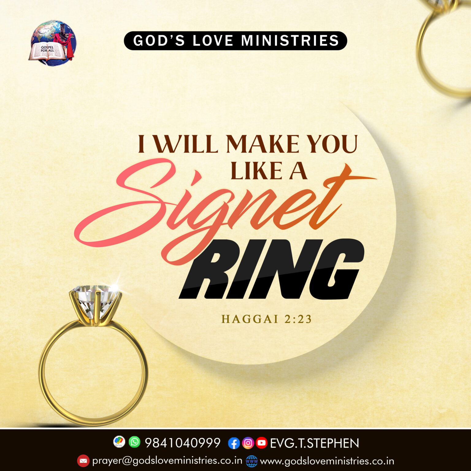 Haggai 2:23 :: God's Love Ministries - Today's Promise